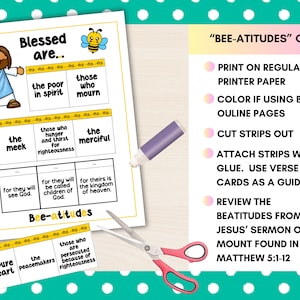 Printable Beatitudes Bible Craft for Kids, Beatitude Craft, Christian ...