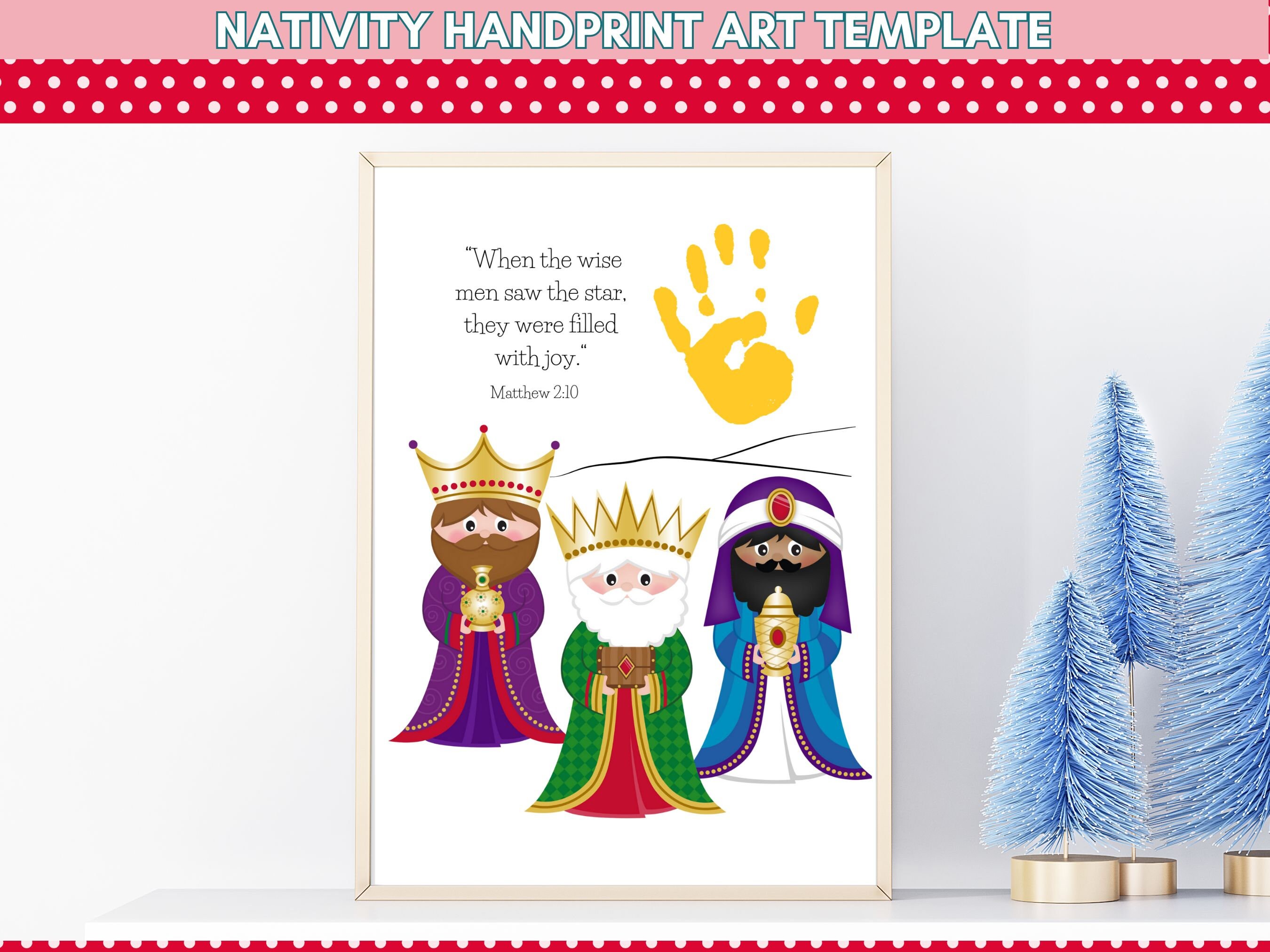 Christmas Nativity Handprint Art, Christmas Keepsake, Fingerprint Craft ...