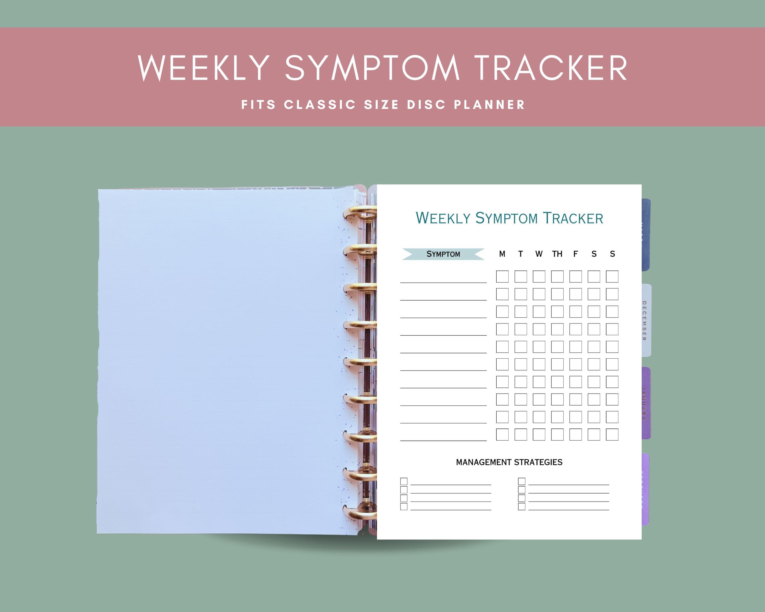Simple Weekly Symptom Tracker, Printable Symptom Tracker, Weekly Health ...