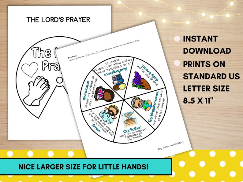 Printable the Lords Prayer Spinner Craft for Kids, Lords Prayer Wheel ...