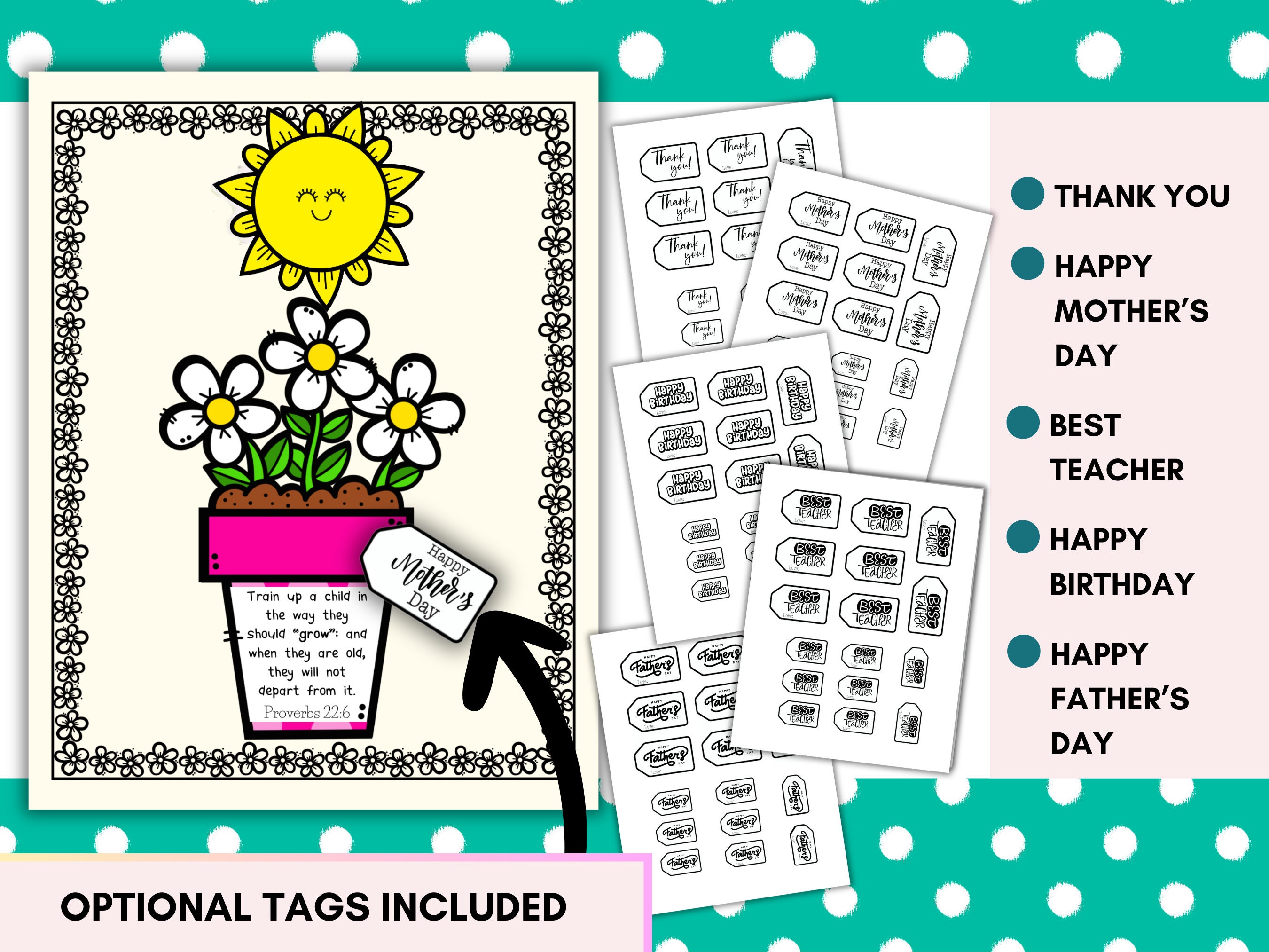 Printable Thank You Coloring Card Craft for Kids, Mothers Day Bible ...