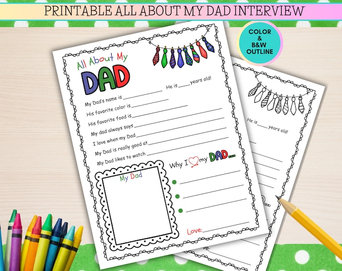 All About My Dad Printable | Father's Day Interview | Fathers Day ...