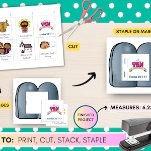 The Ten Commandments Bible Mini Book, Bible Craft for Kids, Christian ...