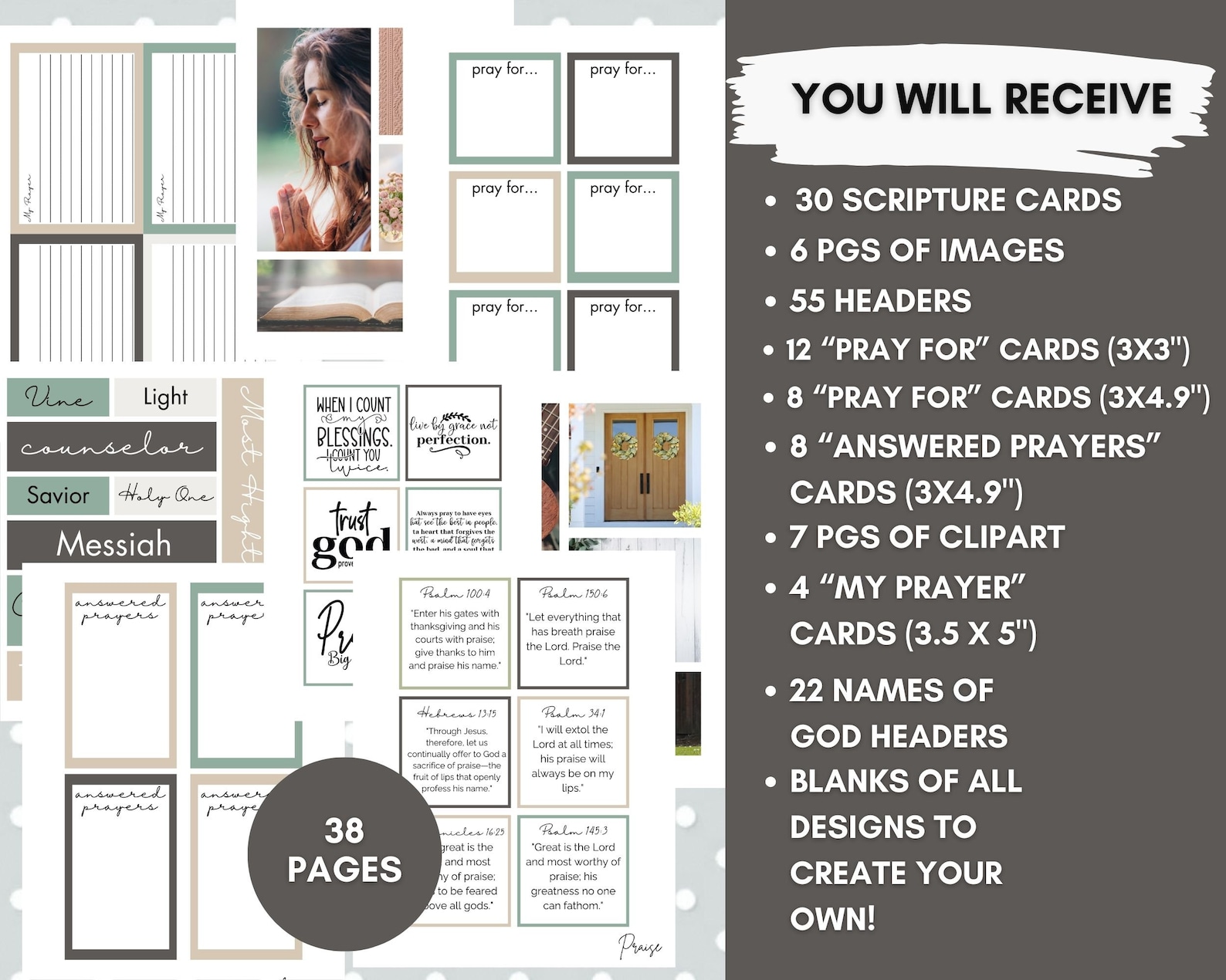 Printable Prayer Board Kit, Prayer Cards, Scripture Cards, Praise and ...