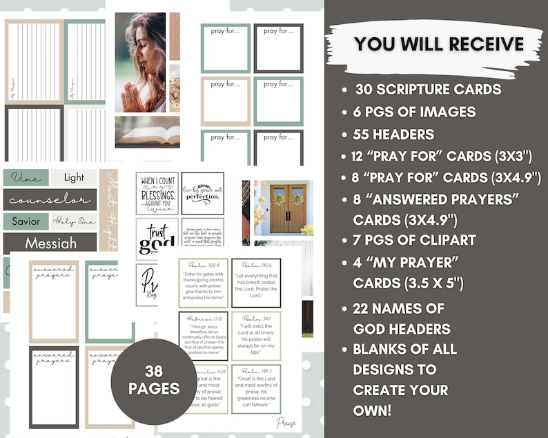 Printable Prayer Board Kit, Scripture Cards, Farmhouse Style (digital ...