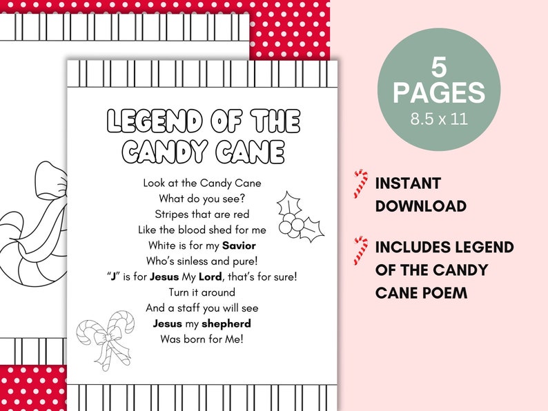 Jesus Candy Cane Coloring Sheets, Legend of the Candy Cane Activity ...