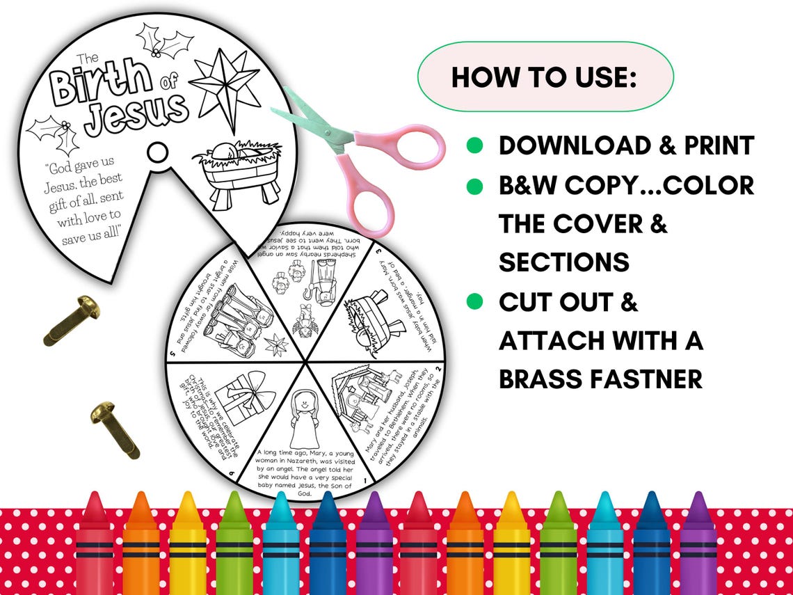 Printable Nativity Story Wheel, Birth of Jesus Spinner Craft for Kids ...