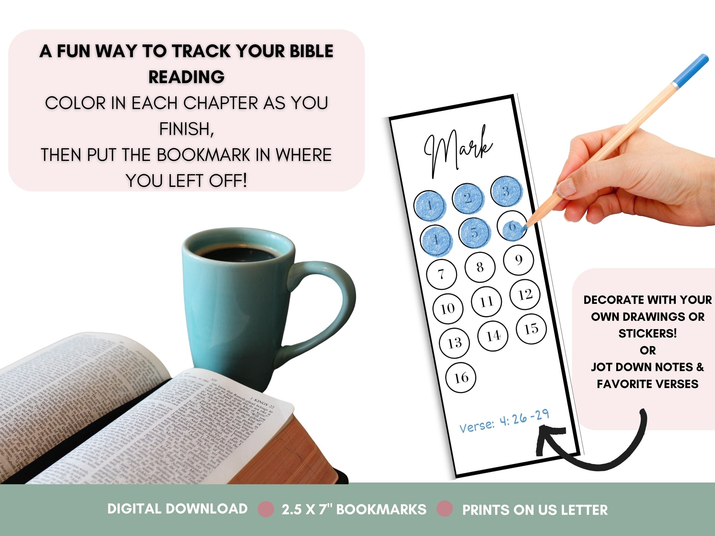 Printable New Testament Bookmarks, Set of 24, Bible Reading Tracker ...