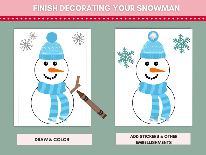 Printable Snowman Craft, Snowman Cut & Paste - Etsy