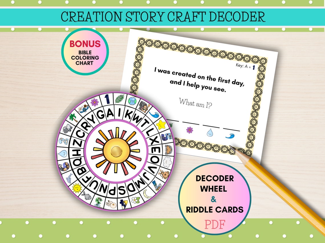 Printable Days of Creation Decoder Wheel Riddles for Kids, Creation ...