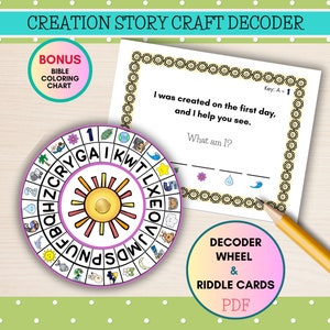 Printable Days of Creation Decoder Wheel Riddles for Kids, Creation ...