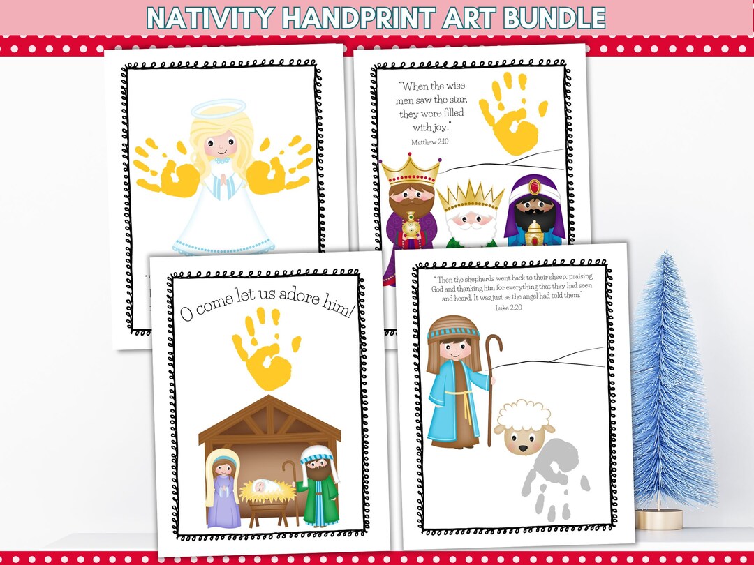 Christmas Nativity Handprint Art, Christmas Keepsake, Fingerprint Craft ...