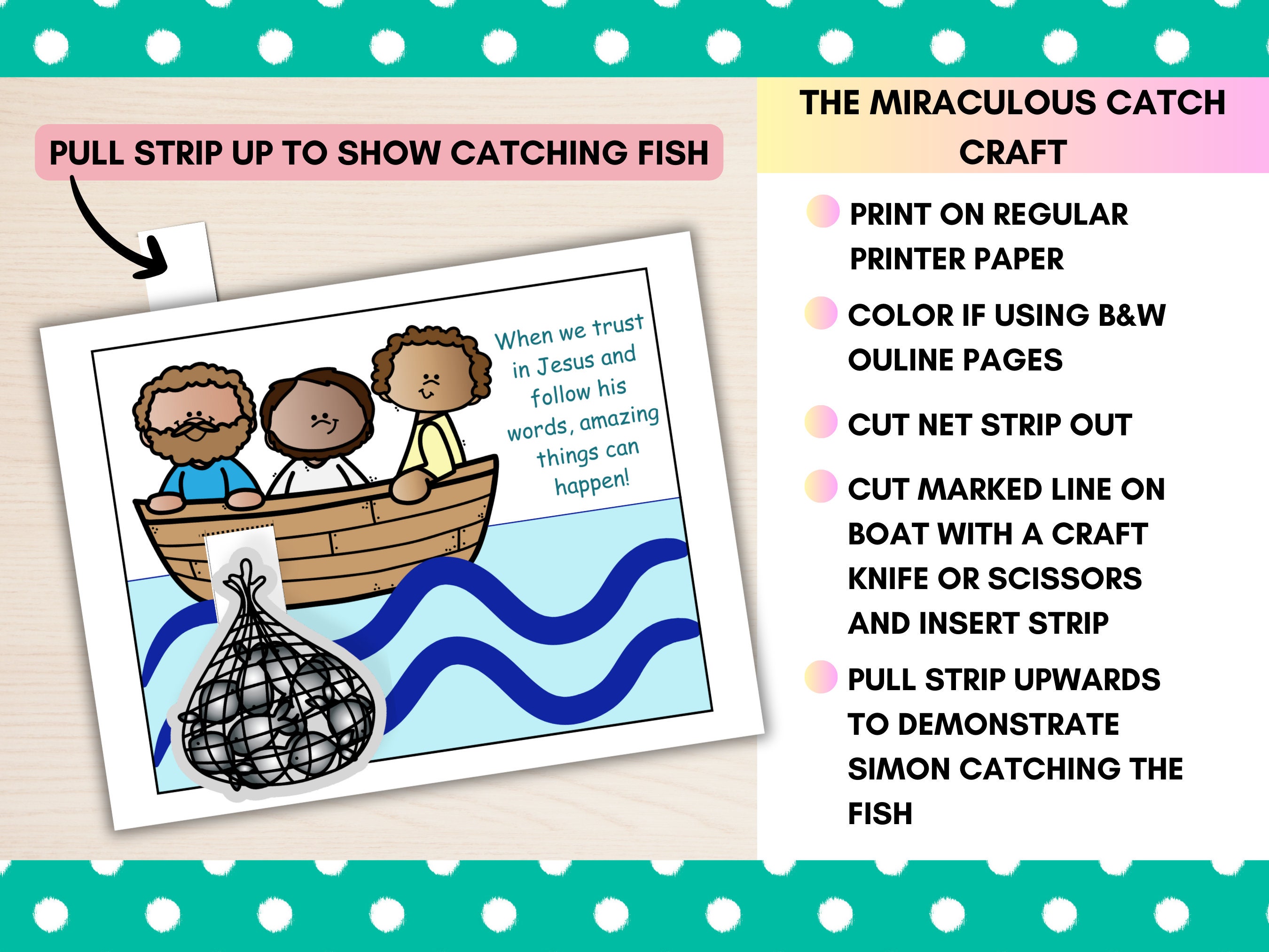 The Miraculous Catch Bible Craft, Miracles of Jesus, Bible Craft for ...