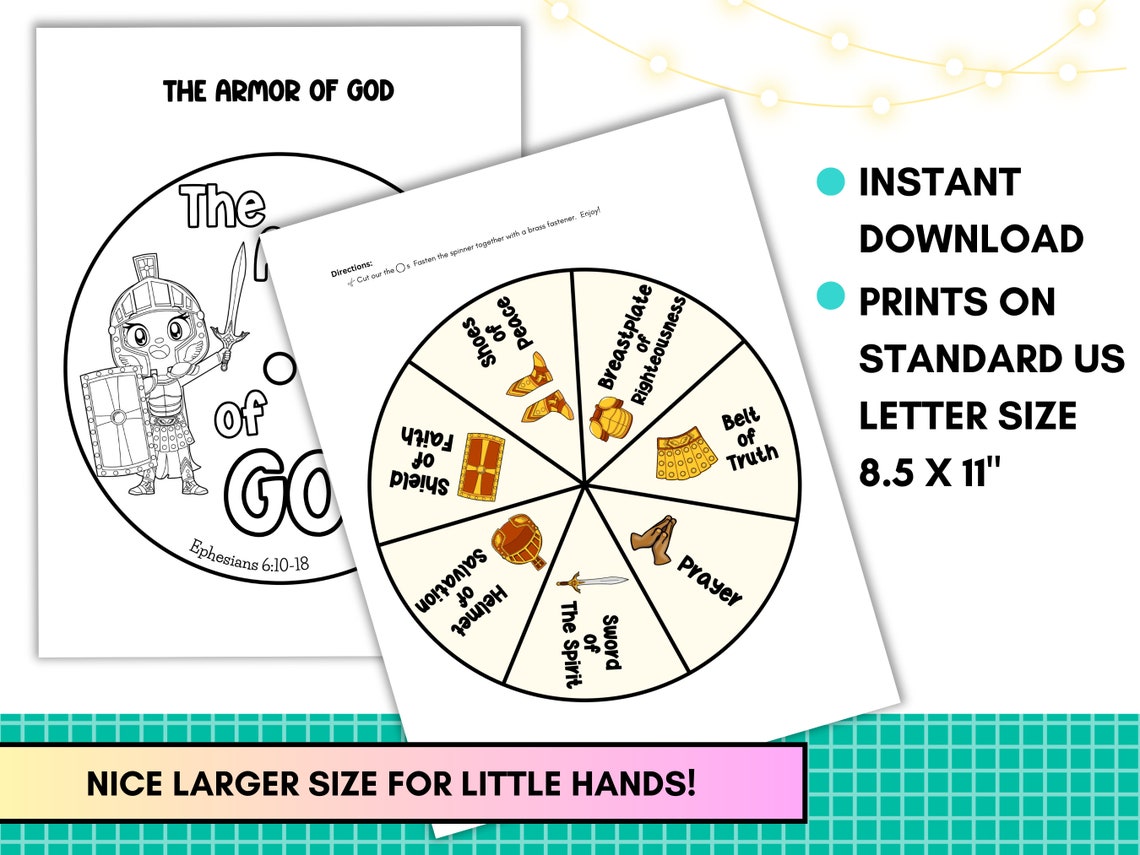 Printable Armor of God Spinner Craft for Kids, the Armor of God Wheel ...