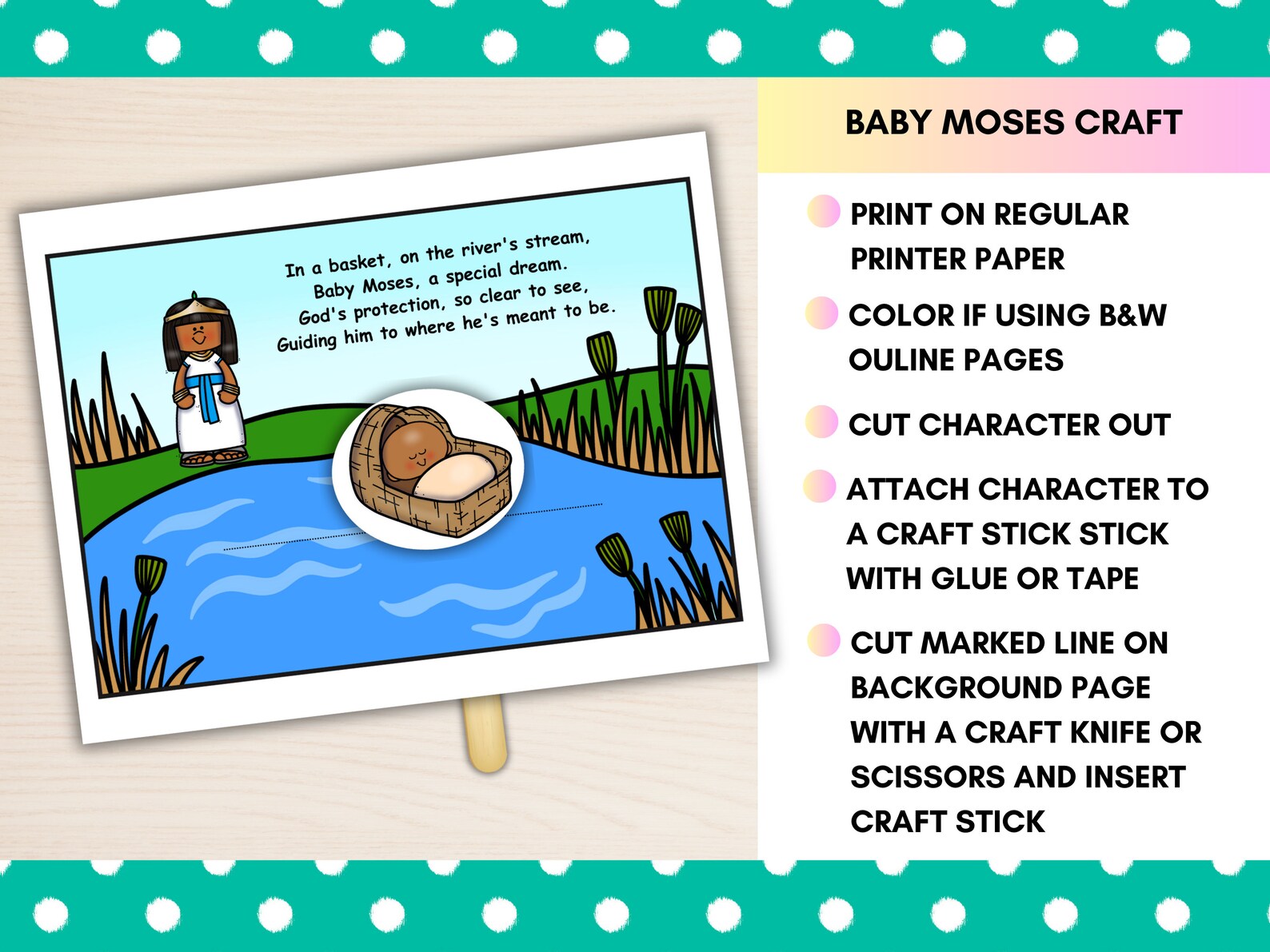 Baby Moses Bible Craft for Kids, Old Testament Bible Story for Kids ...