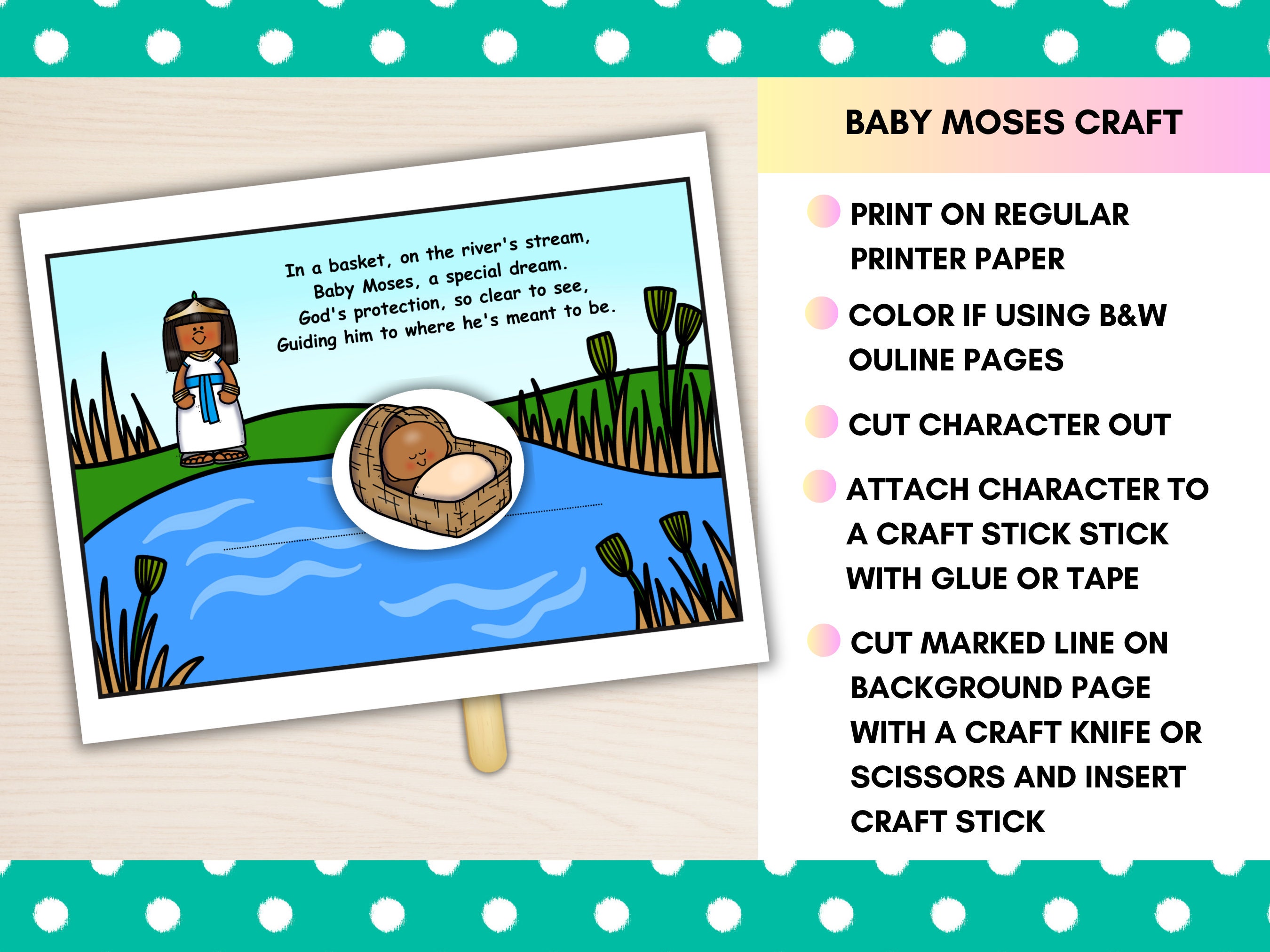 Baby Moses Bible Craft for Kids, Old Testament Bible Story for Kids ...