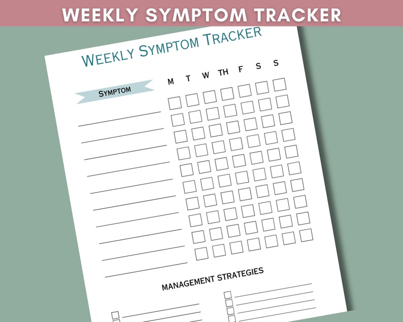Simple Weekly Symptom Tracker, Printable Symptom Tracker, Weekly Health ...