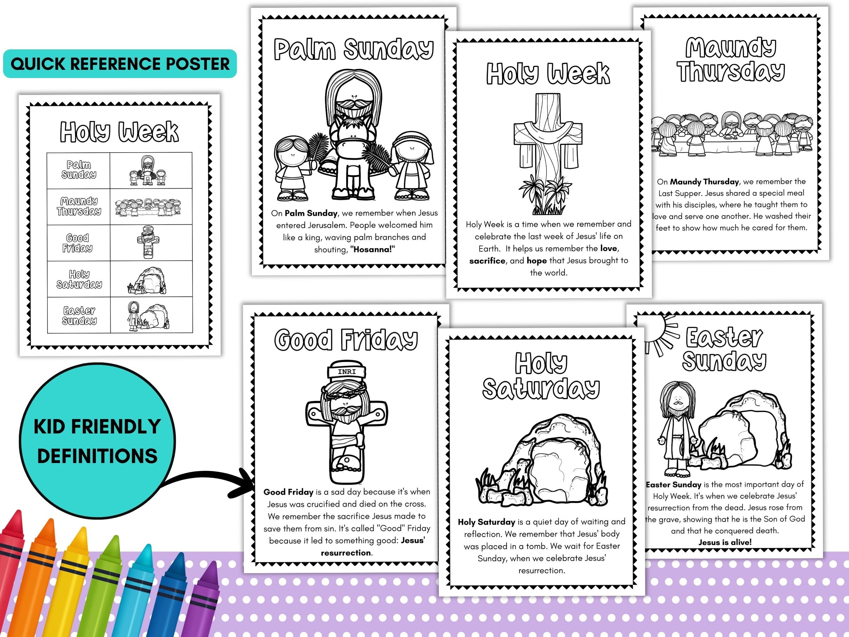 Printable Holy Week Poster Set, Bible Easter Story Printable, Christian ...