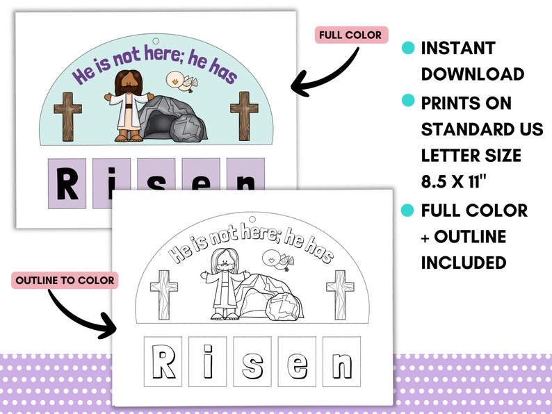 Printable Easter Mobile Craft for Kids, Holy Week Craft, He is Risen ...