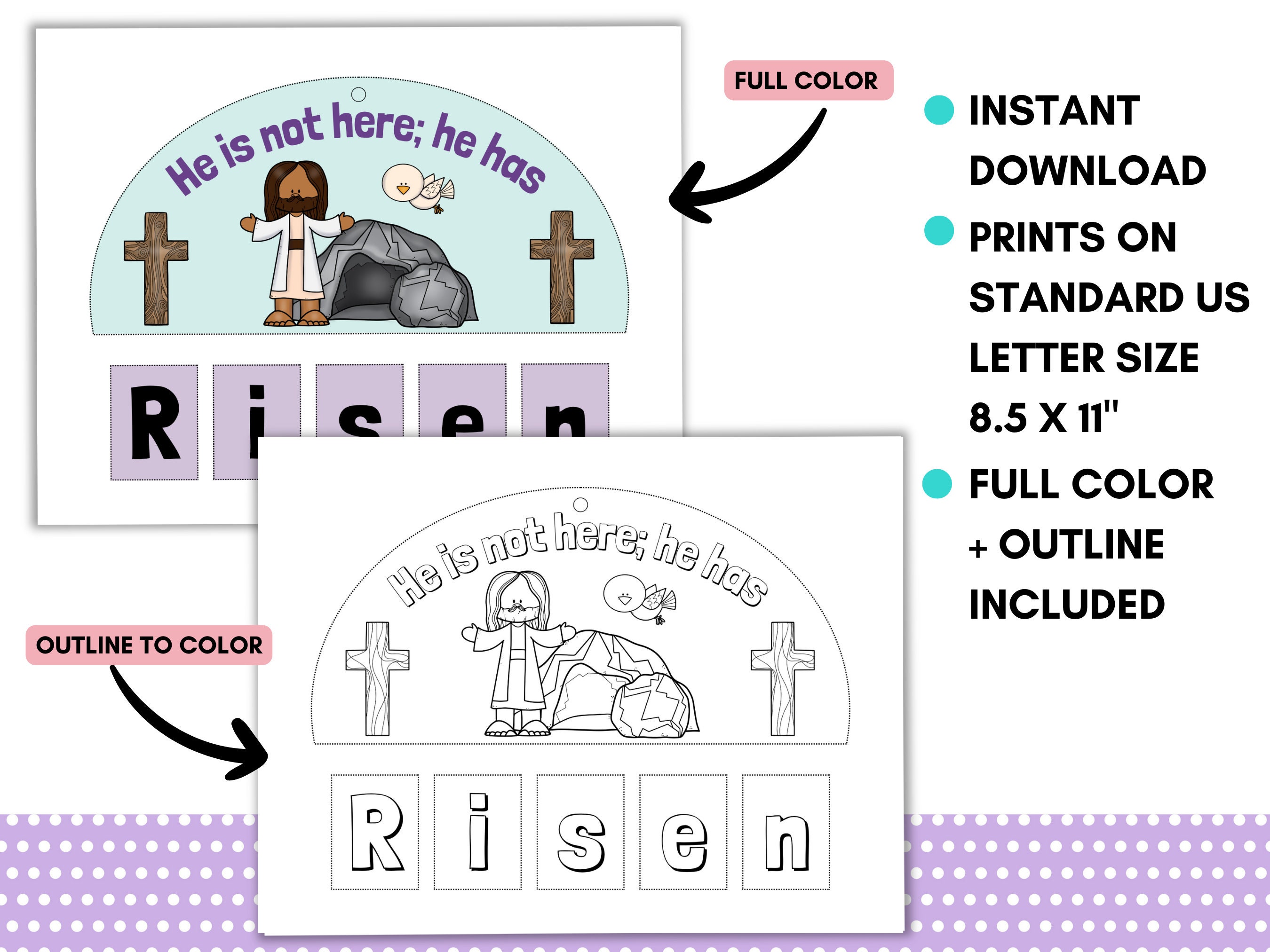 Printable Easter Mobile Craft for Kids, Holy Week Craft, He is Risen ...