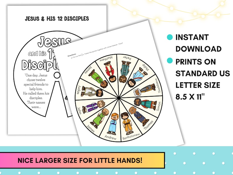Printable Jesus and His Disciples Spinner Craft for Kids, 12 Disciples ...