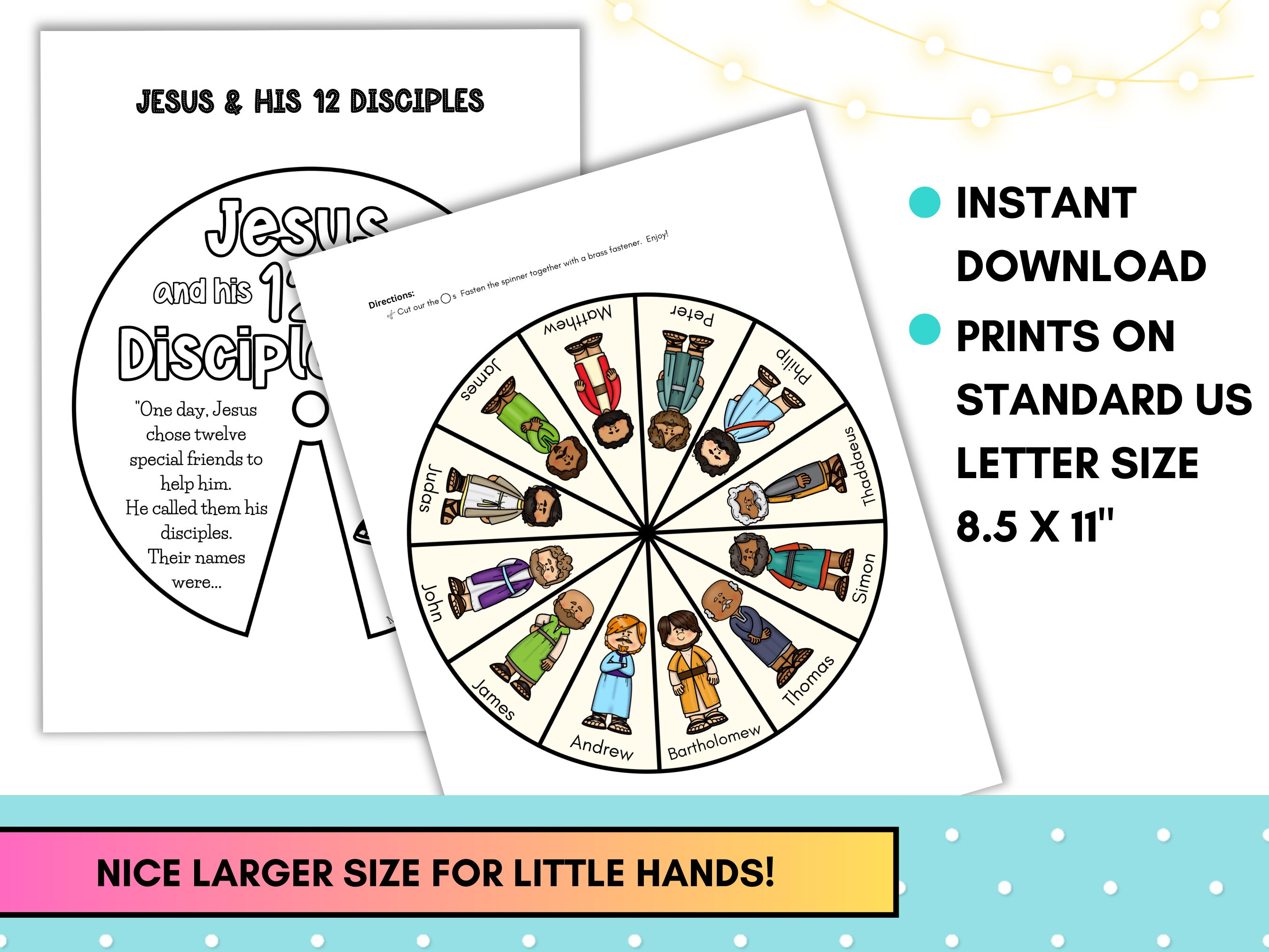 Printable Jesus and His Disciples Spinner Craft for Kids, 12 Disciples ...