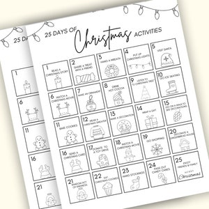 25 Days of Christmas Activities, Christmas Countdown Calendar ...