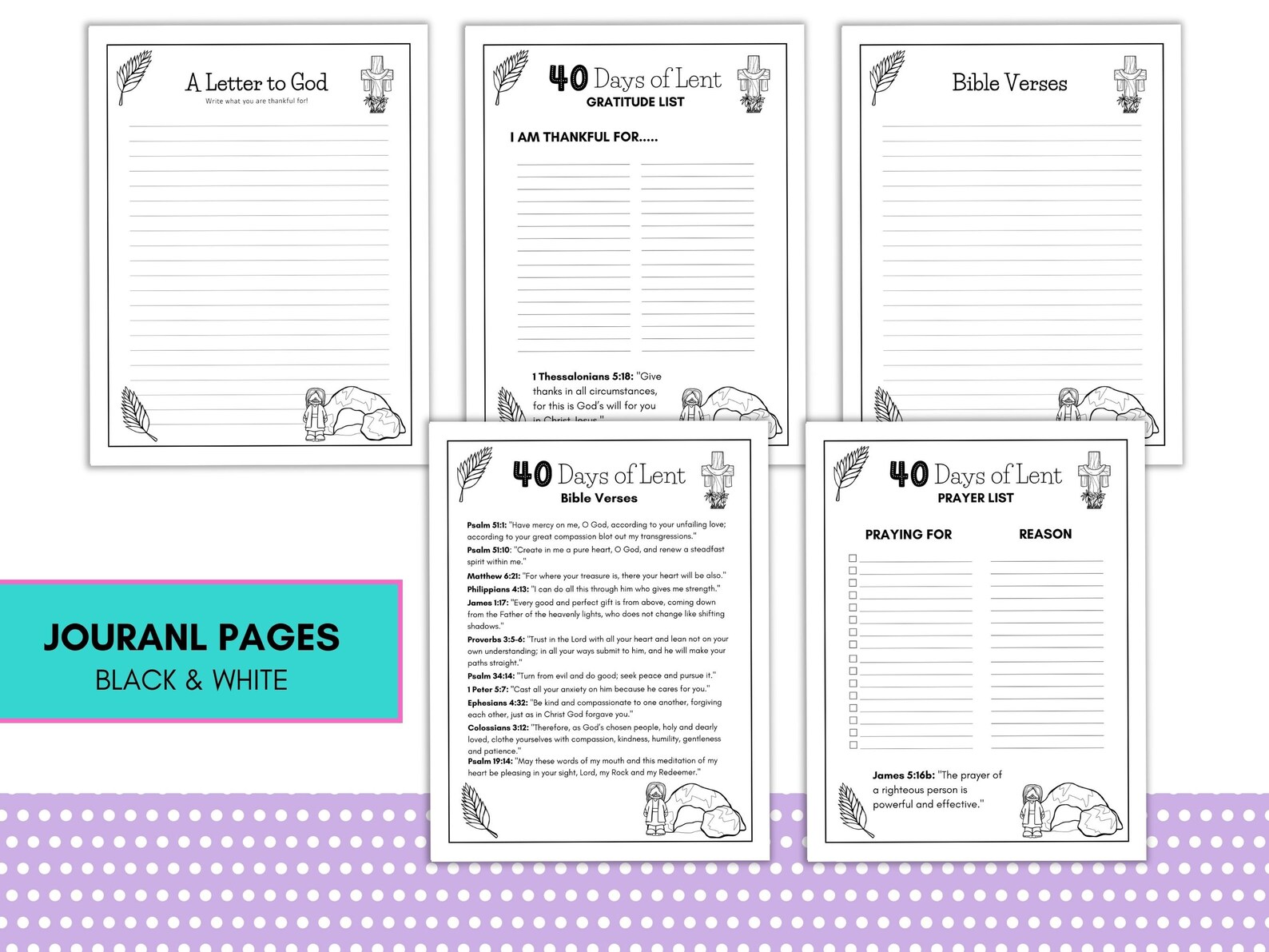 40 Days of Lent Calendar for Kids, Lent Journal for Kids, Printable ...