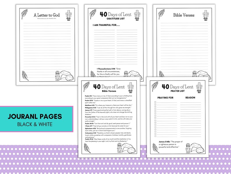 40 Days of Lent Calendar for Kids, Lent Journal for Kids, Printable ...