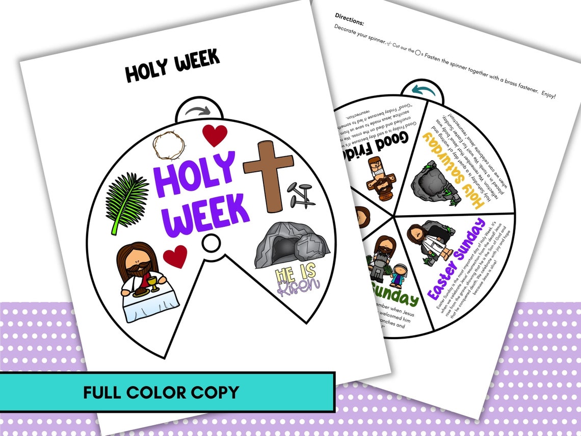 Printable Holy Week Spinner Craft for Kids, Easter Story Wheel ...