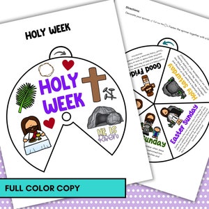 Printable Holy Week Spinner Craft for Kids, Easter Story Wheel ...