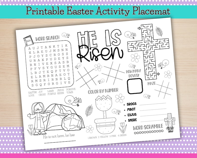 Christian Easter Activity Placemat, Printable Resurrection Sunday ...