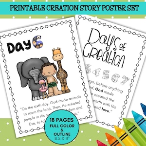 Printable Days of Creation Posters Set, Christian Preschool Printable ...
