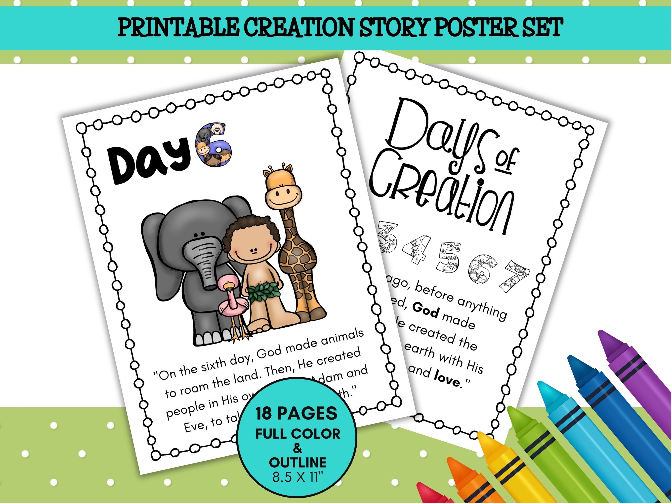 Printable Days of Creation Posters Set, Christian Preschool Printable ...