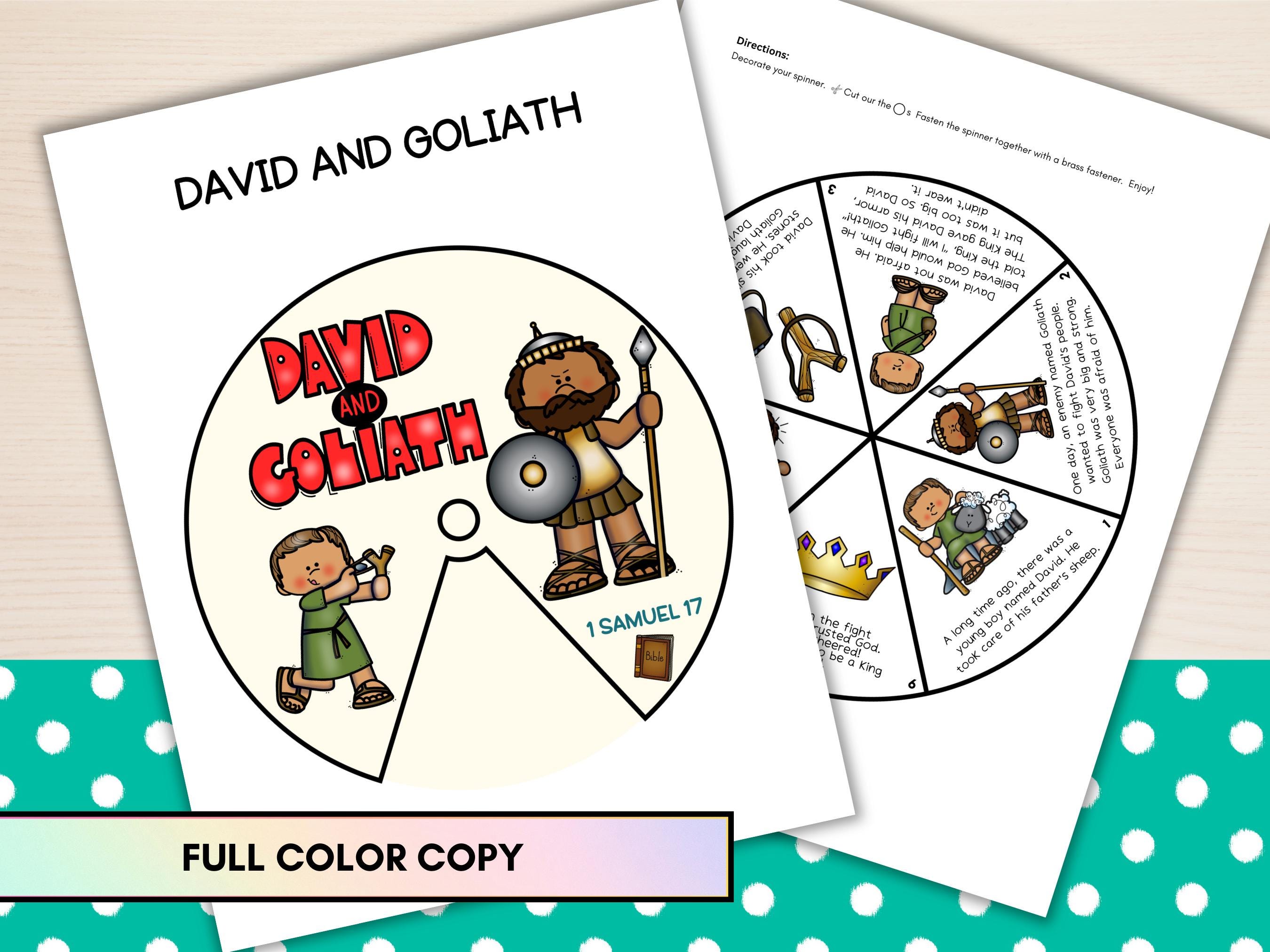 Printable David and Goliath Spinner Craft for Kids, Bible Crafts for ...