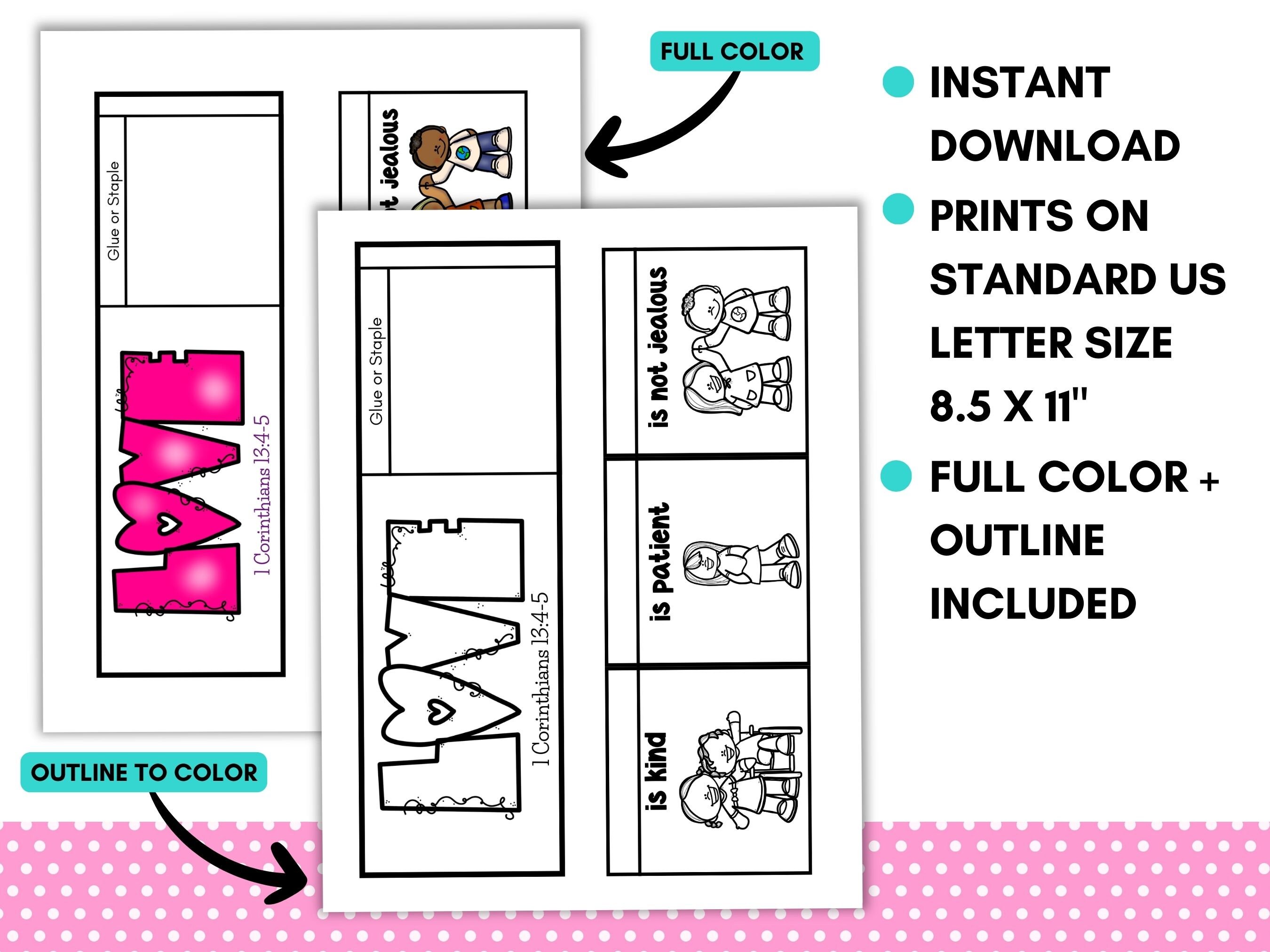 Love is Flip Book, Corinthians 13, Bible Verse Booklet, Christian ...