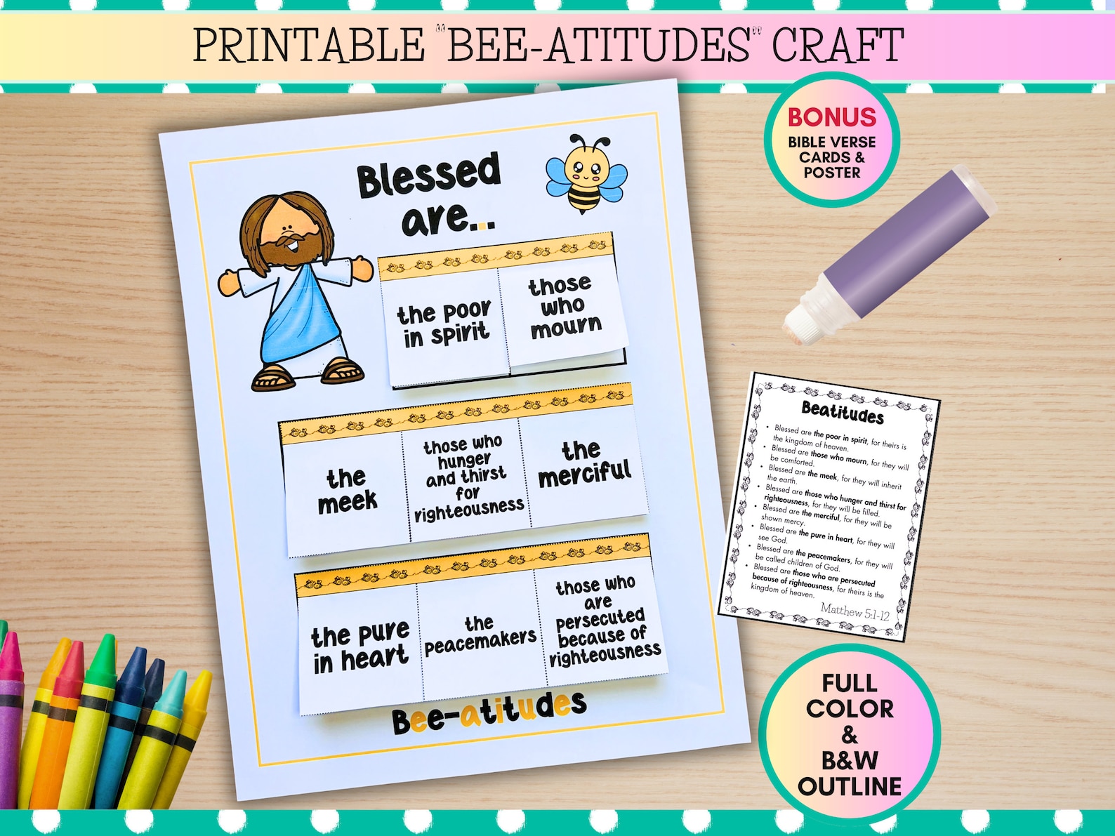 Printable Beatitudes Bible Craft for Kids, Beatitude Craft, Christian ...