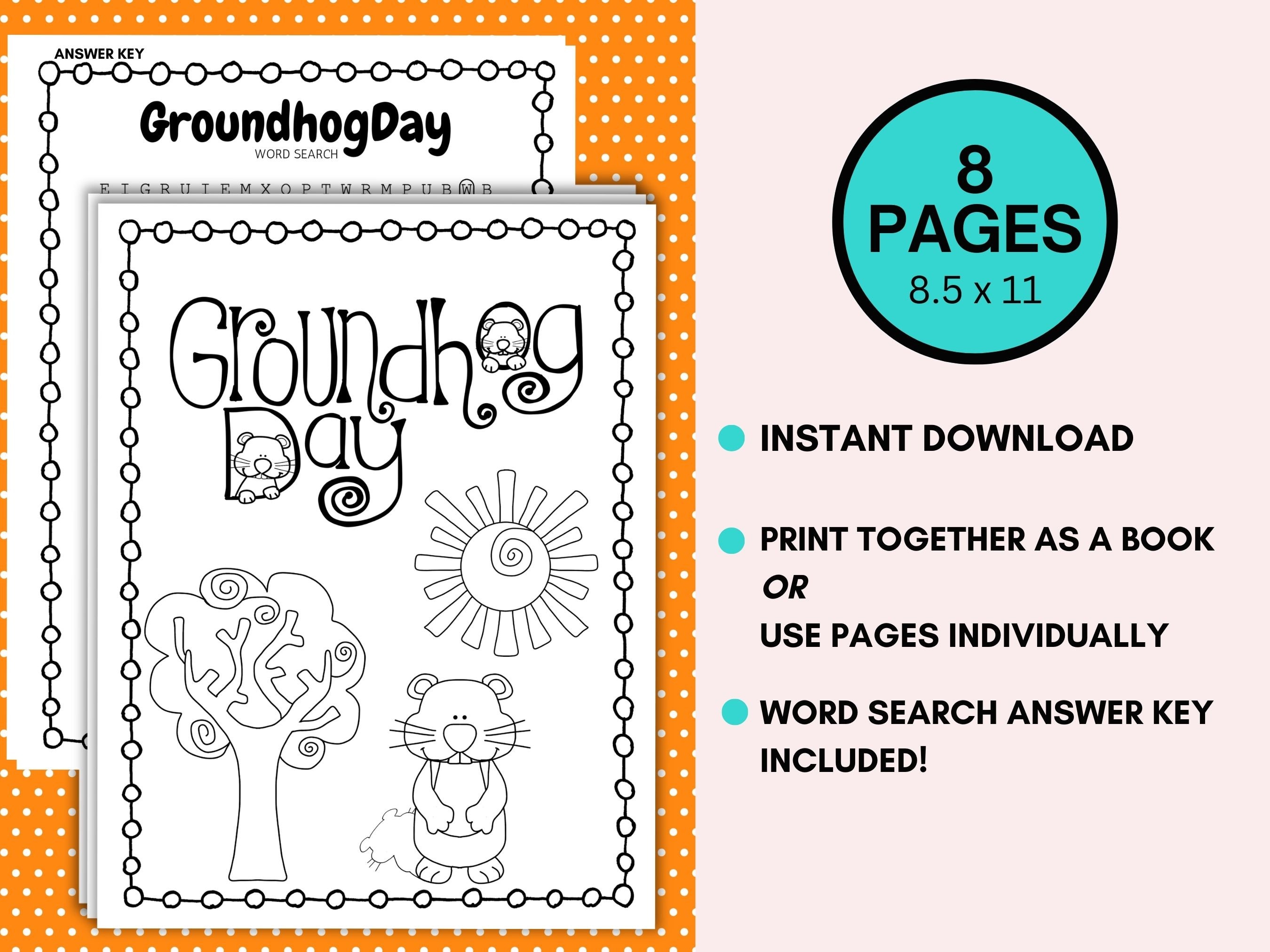 Printable Groundhog Day Activity Book, Groundhog Day Activities for ...