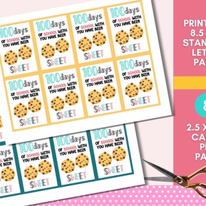 Printable 100th Day of School Cookie Tags, Classroom Happy 100 Days of ...