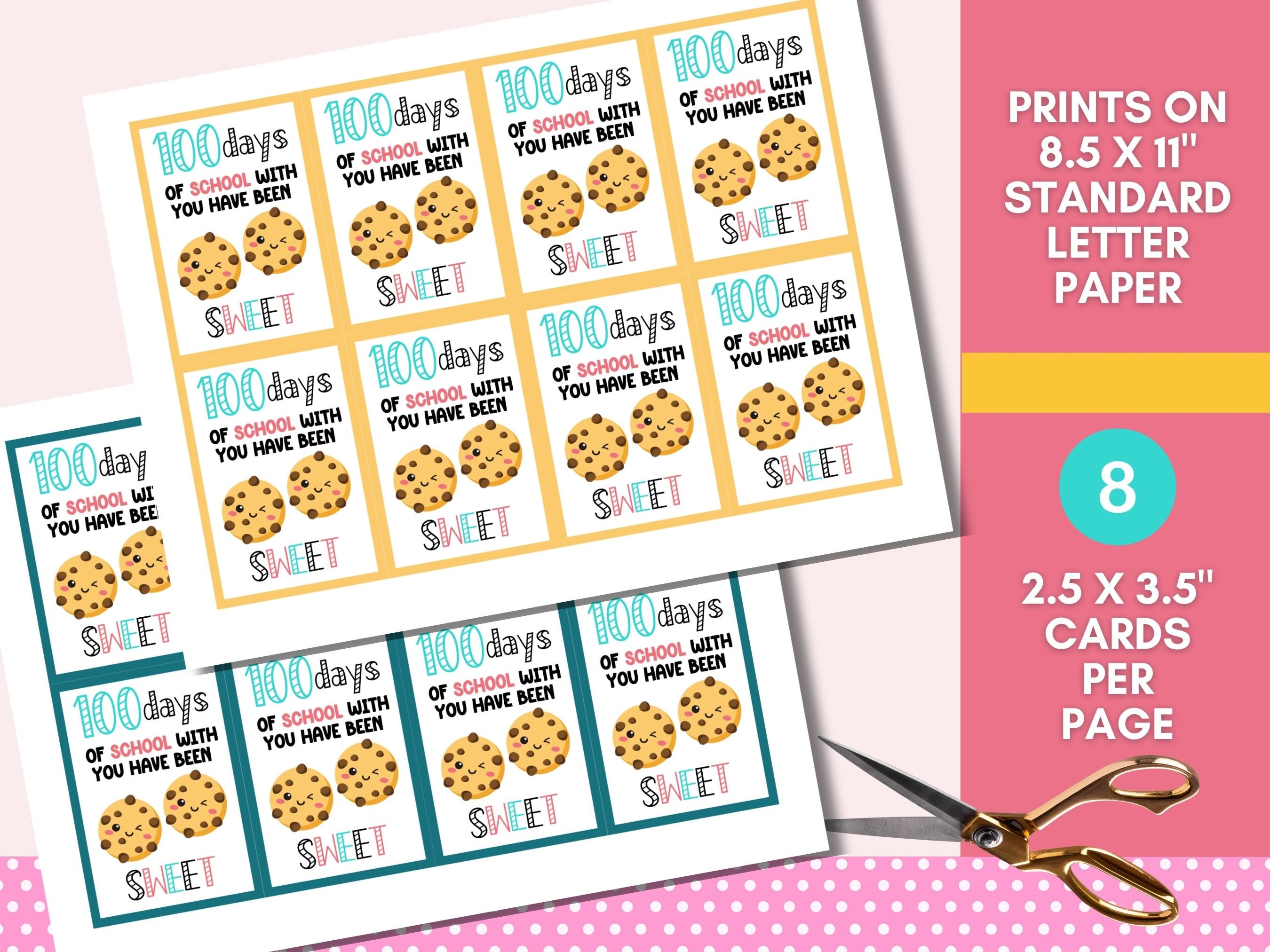 Printable 100th Day of School Cookie Tags, Classroom Happy 100 Days of ...