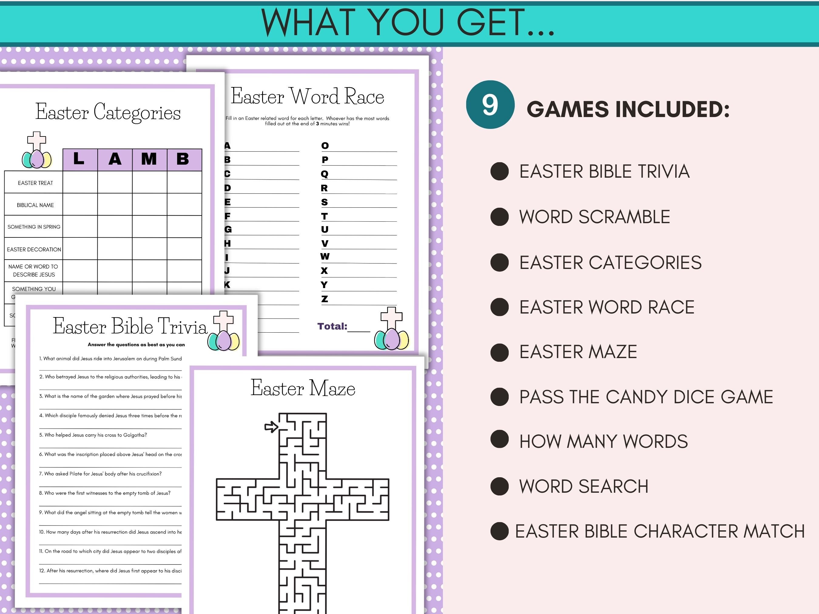 Printable Easter Bible Game Bundle, Easter Bible Trivia, Christian ...