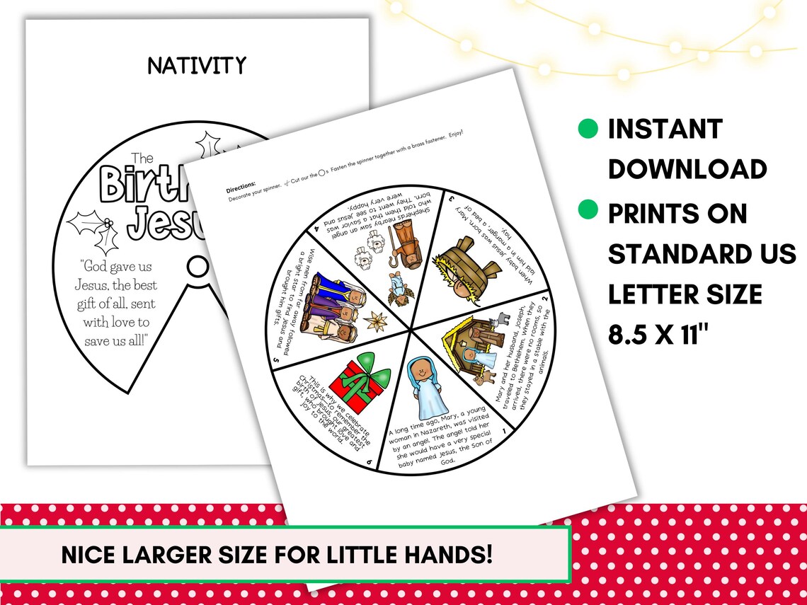 Printable Nativity Story Wheel, Birth of Jesus Spinner Craft for Kids ...