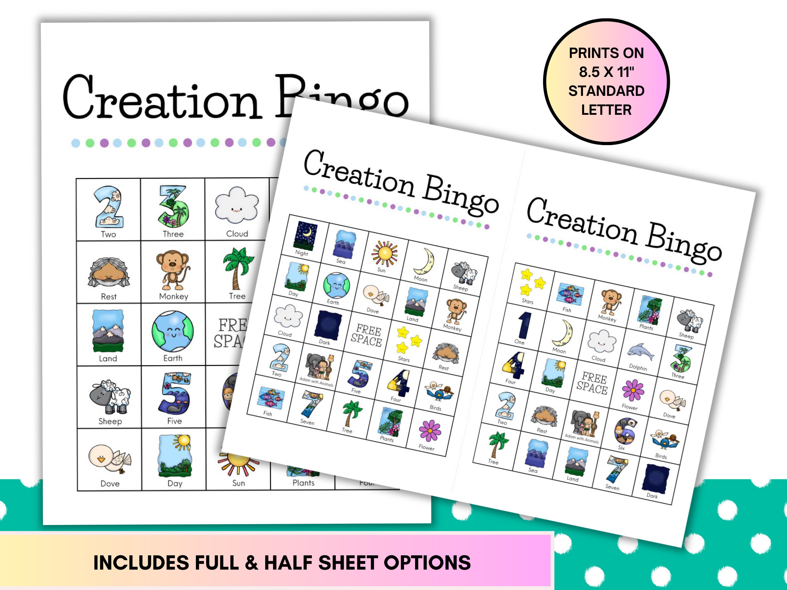 50 Card Printable Creation Story Bingo, Bible Bingo, Bible Games for ...