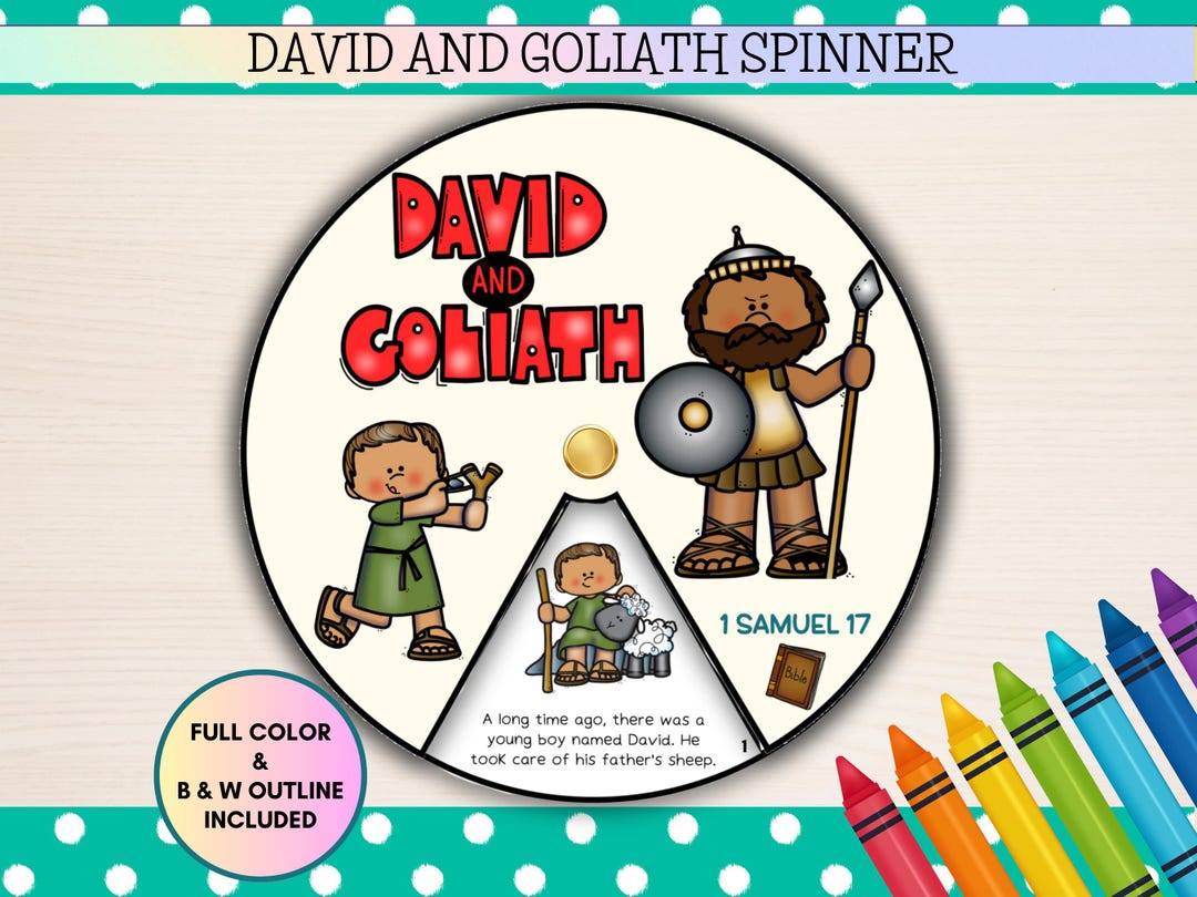 David and Goliath Spinner Craft, Bible Story Printable (PDF) - Etsy