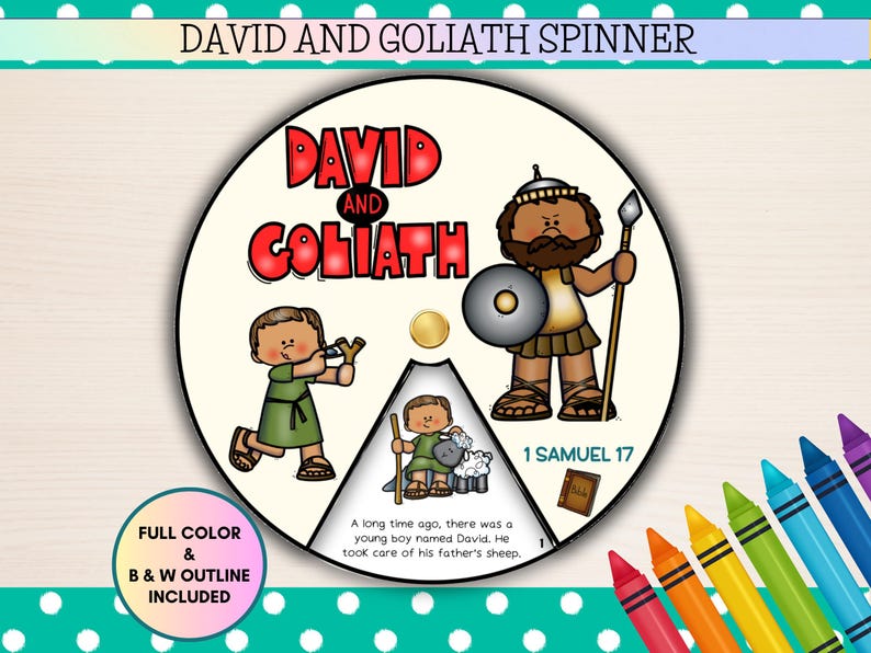 Printable David and Goliath Spinner Craft for Kids, Bible Crafts for ...
