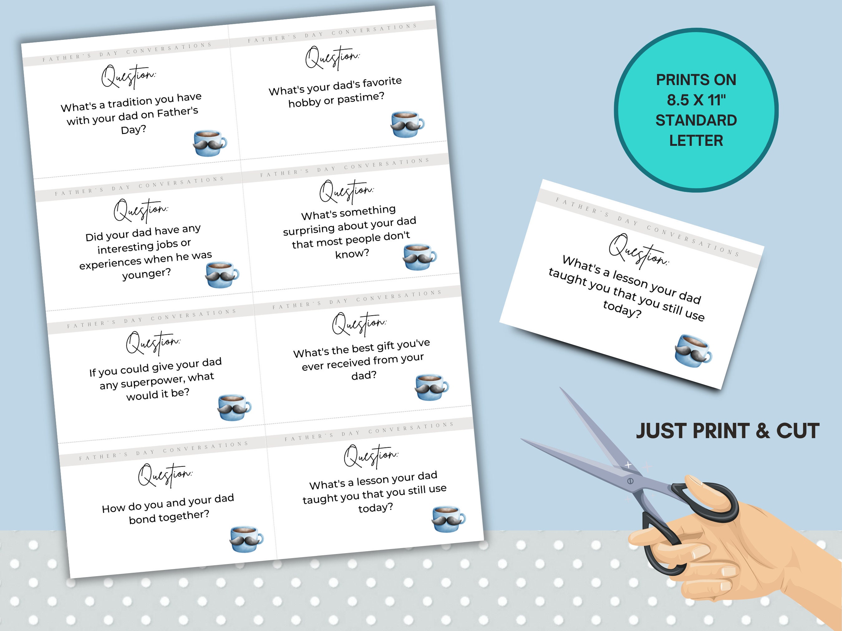 48 Printable Father's Day Conversation Cards, Dad Conversation Starters ...