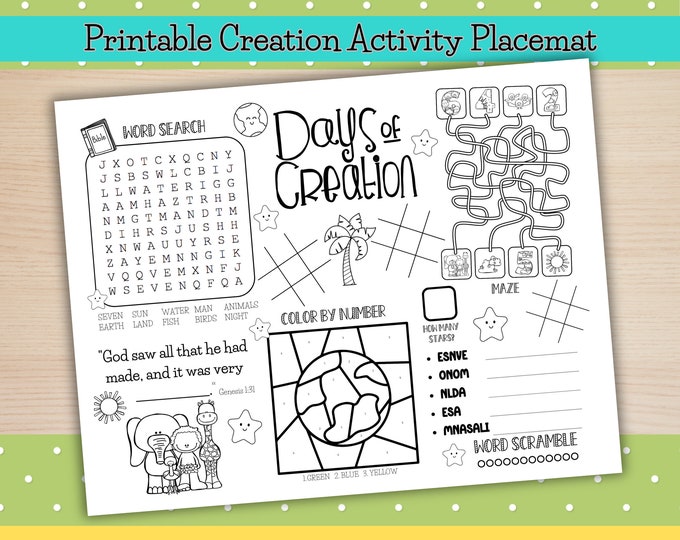 Days of Creation Matching Game for Kids, Christian Preschool Printables ...