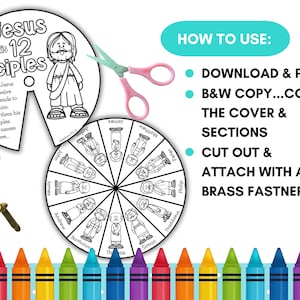 Printable Jesus and His Disciples Spinner Craft for Kids, 12 Disciples ...
