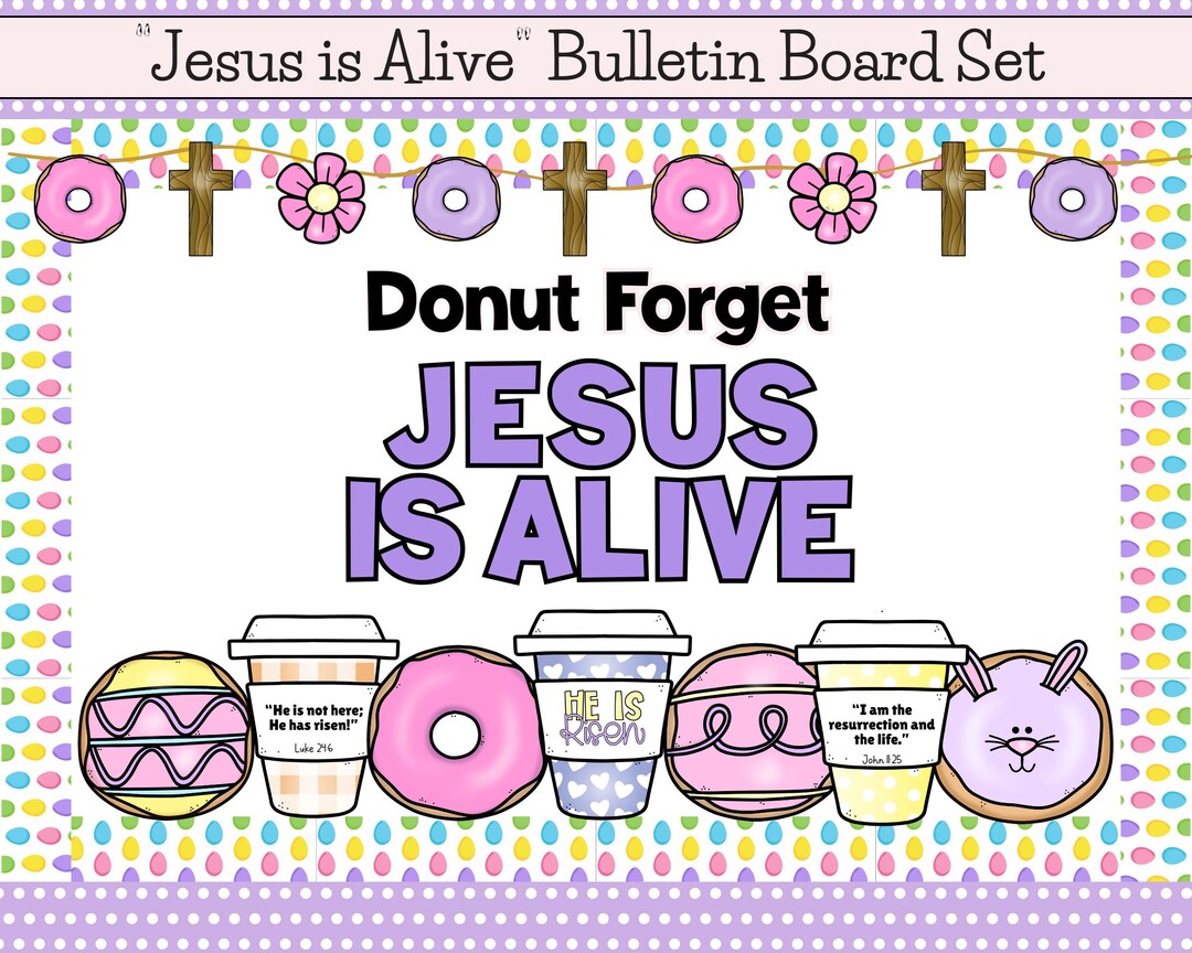 He is Risen Bulletin Board Kit, Donut Theme Easter Decor (digital ...