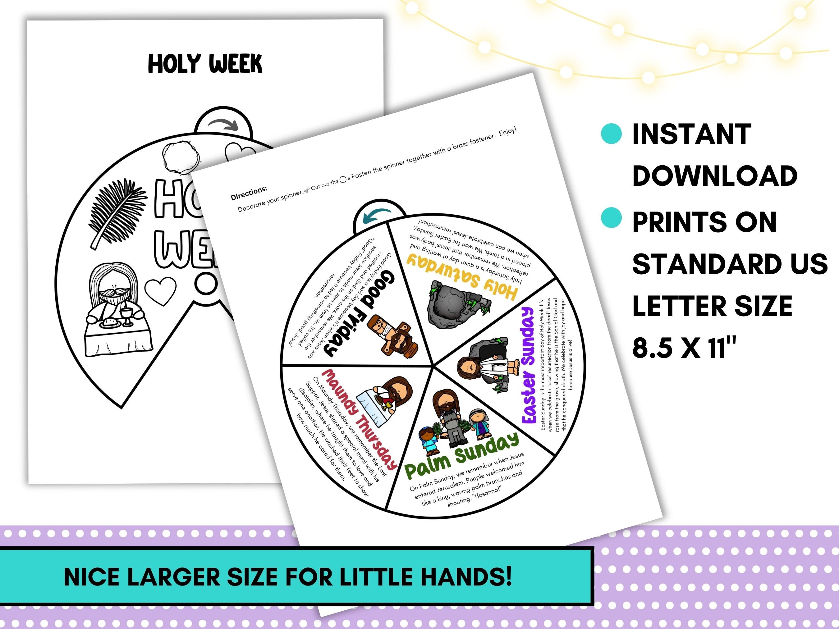 Printable Holy Week Spinner Craft for Kids, Easter Story Wheel, Christian Preschool Printables ...